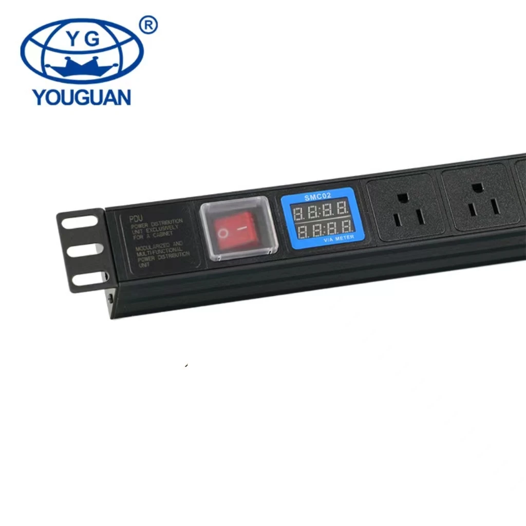 1.5U PDU 2P Circuit Breaker Power Strip Socket 110V 15A 7 Ways US ...