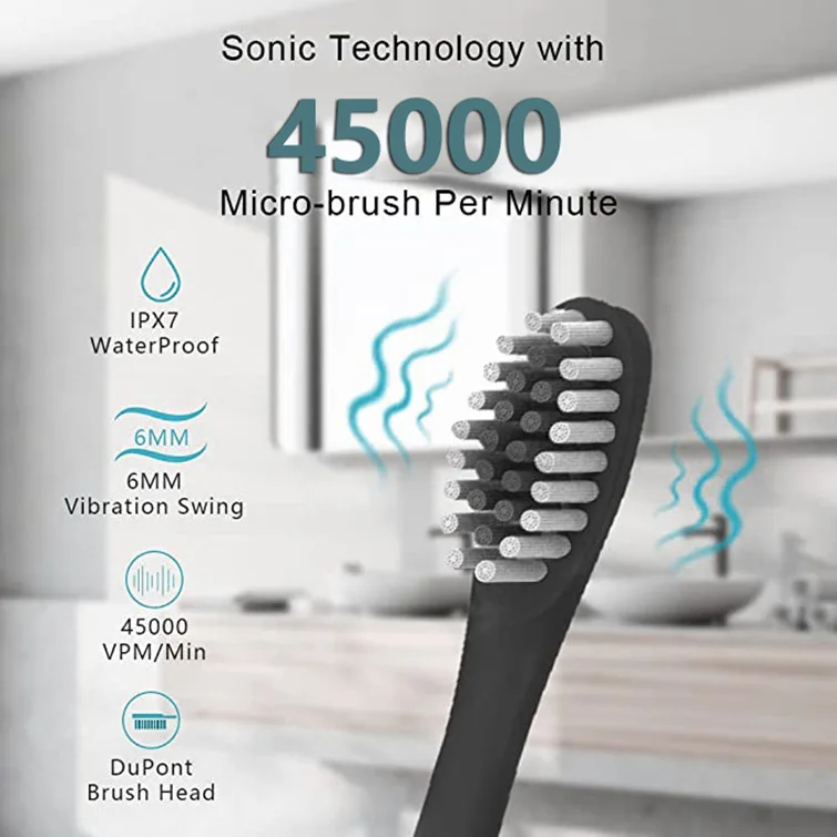 6 Cleaning Modes Sonic Toothbrush Ipx 7 Waterproof Electric Brush With ...
