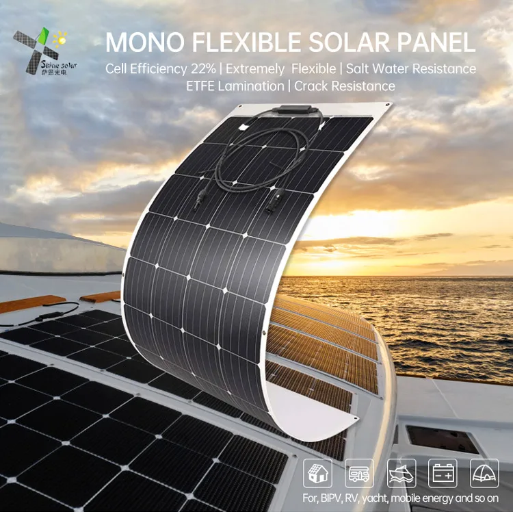 High Efficiency Mono Cell 24V Flexible Solar Panel 100W 200W Flexible ...