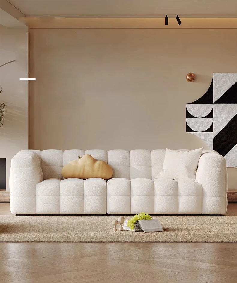 French Cream Style Marshmallow Sofa Small Apartment Living Room ...