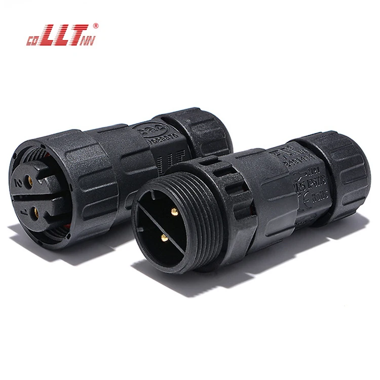 LLT工厂M25 35A IP68 2针螺杆式发光二极管灯电源线防水连接器| Alibaba.com