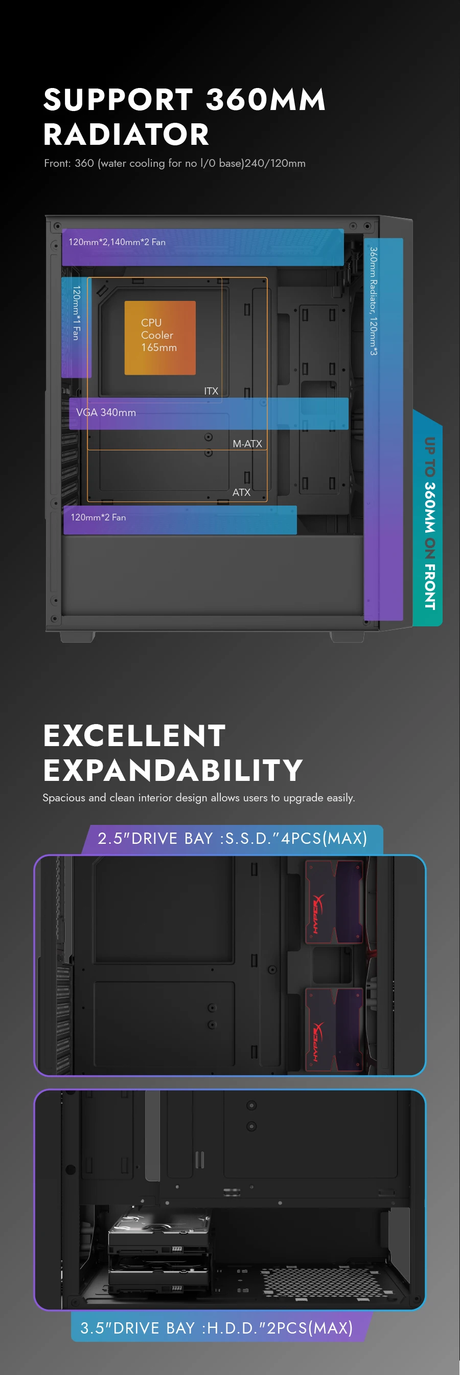 Darkflash DK353 ATX Mesh - Best Airflow for 360 Water Cooling