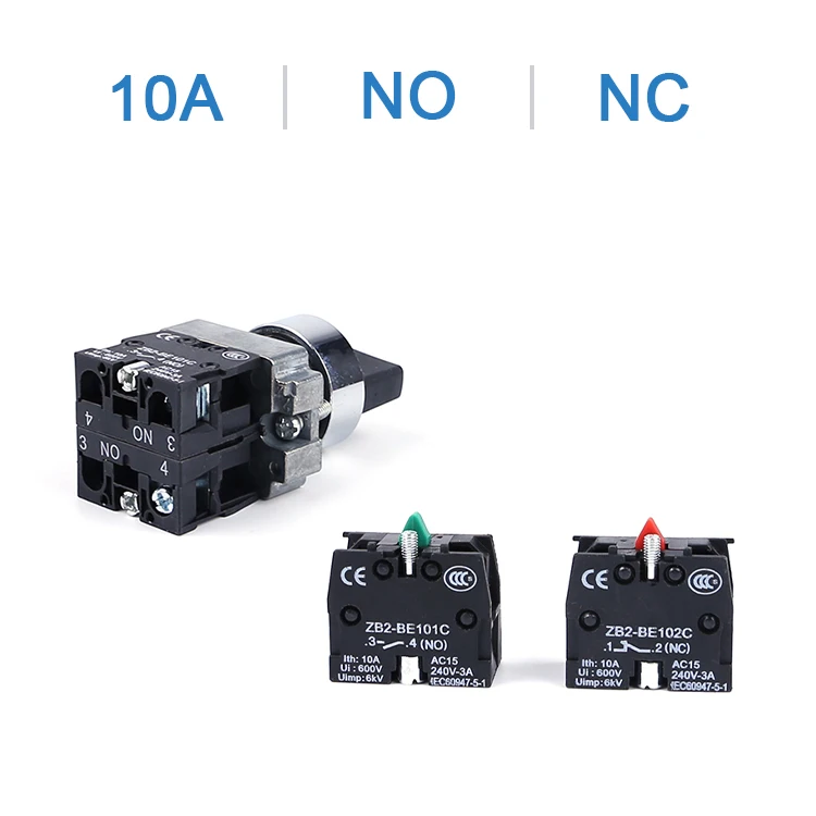 XB2 NONC Momentary Spring Latching Push Pull Large Red Mushroom Key Selector Knob Rotary Start ...