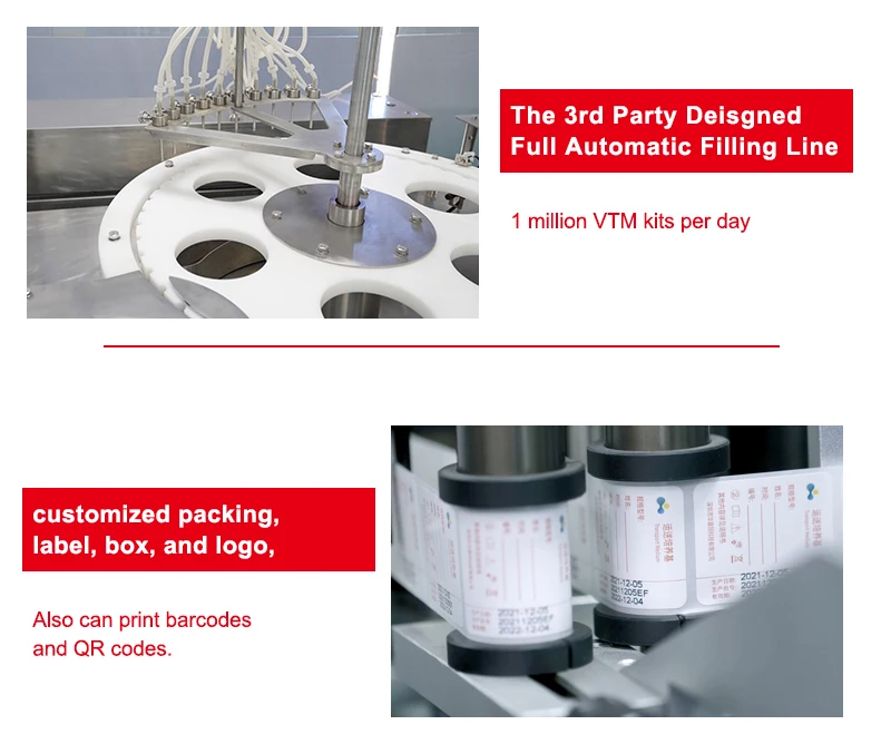 Vtm Medium Tube Test Kit With Swab Disposable Medical Sample Collection ...