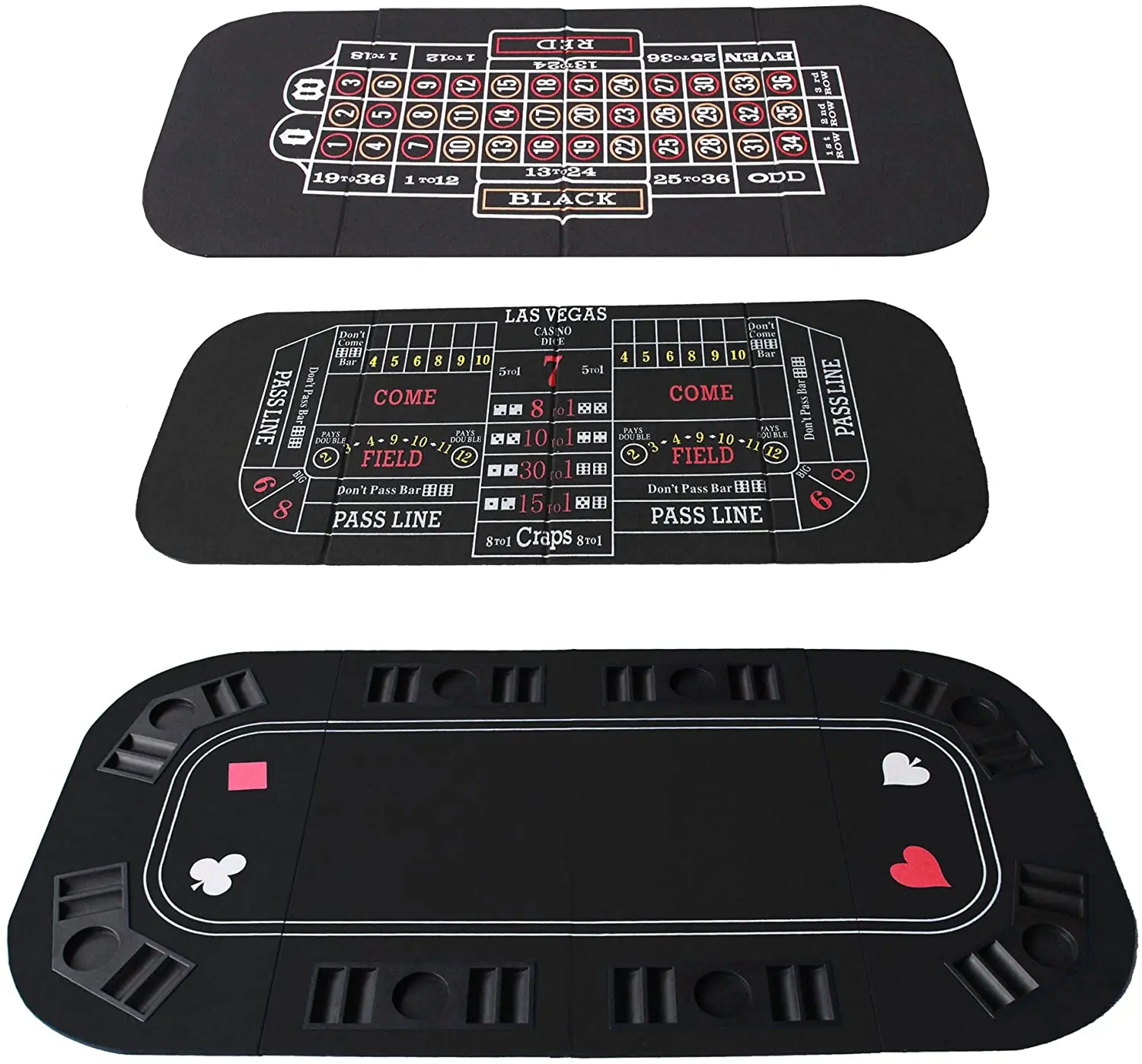 3-1 Folding Poker Casino Table Top Roulette Craps Texas Hold'em Table ...