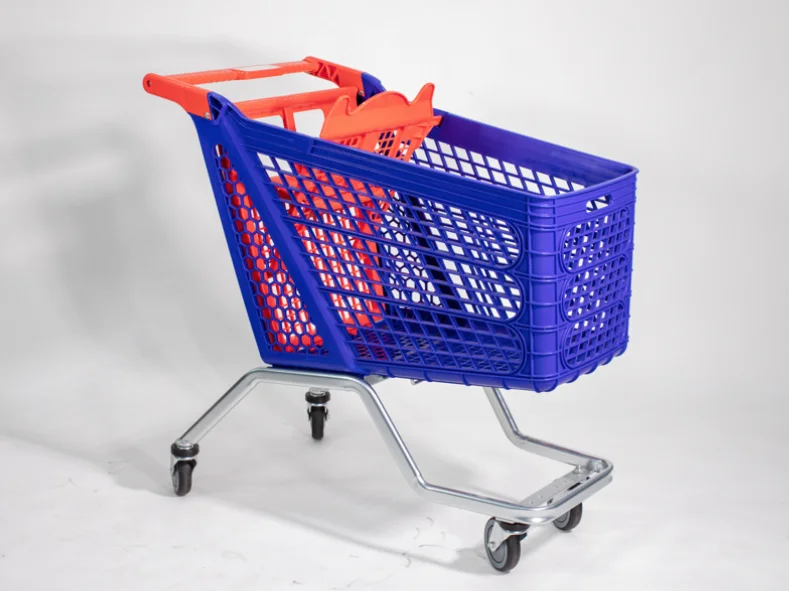 Supermarket Shopping Cart Plastic Folding Grocery Cart Trolley ...