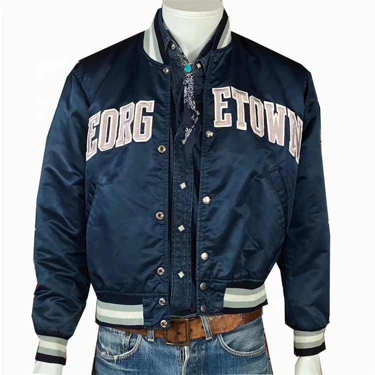 OEM Custom Winter Color 80s Retro Fashion Satin Varsity Jacket for Men