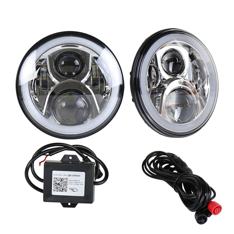 Factory Custom Modified Rgb7 Color Angel Eyes 7 Inch Led Headlight For ...