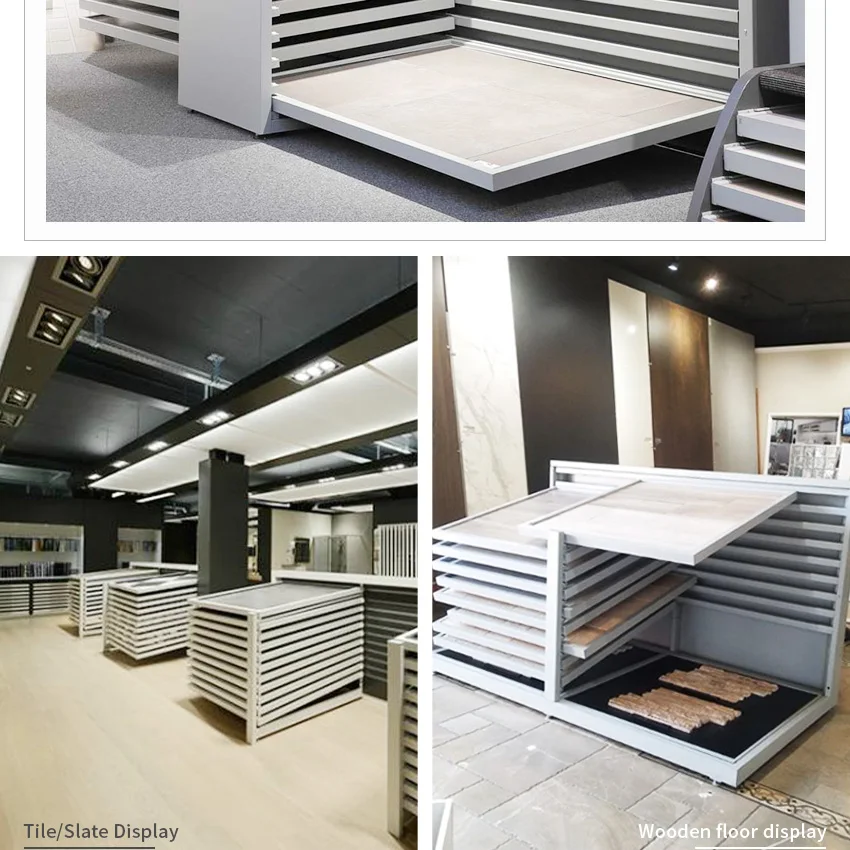Custom Tile Display Drawers Integrated with Push Pull and Showroom Wall ...