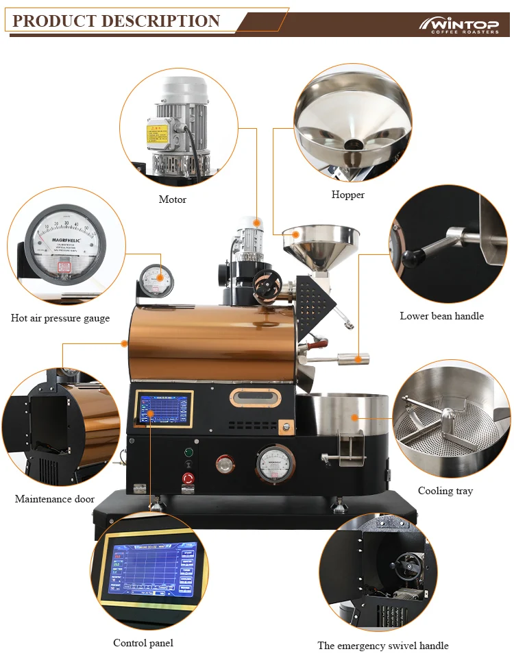 Home Commercial Sample 1Kg Gas Electric Green Beans Roasting Machine ...