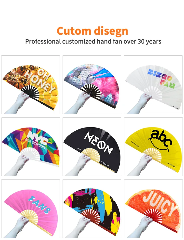 Custom Large Bamboo Fabric Portable Hand Fan For Events & Gifts Odm