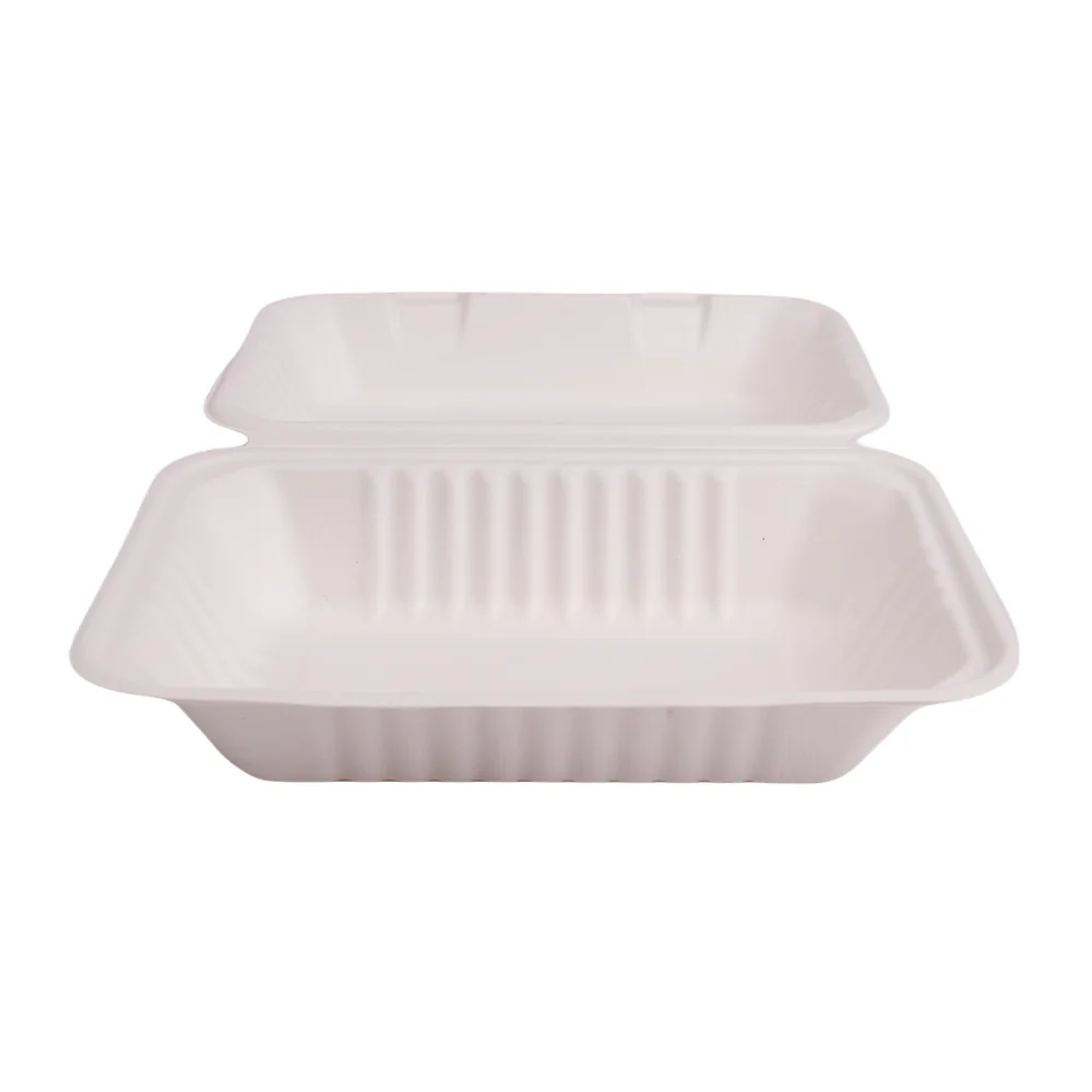 Microwavable Sugarcane Bagasse Clamshell Box Takeaway Food Container ...