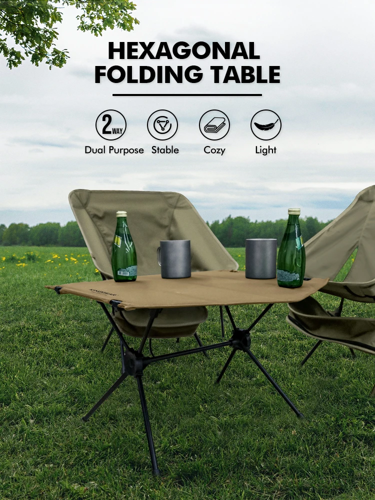 Kinggear Outdoor Glamping Portable Hexagon Camping Table