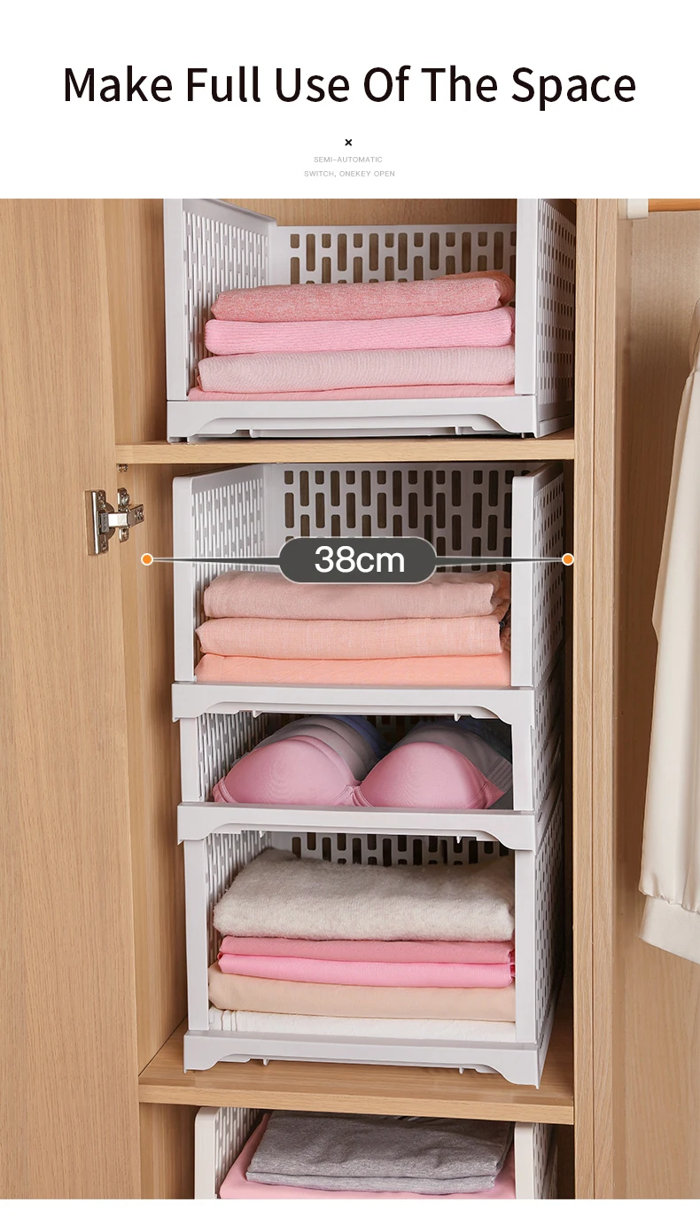 Joybos Stackable Clothes Storage Basket Wardrobe Storage Drawer Storage