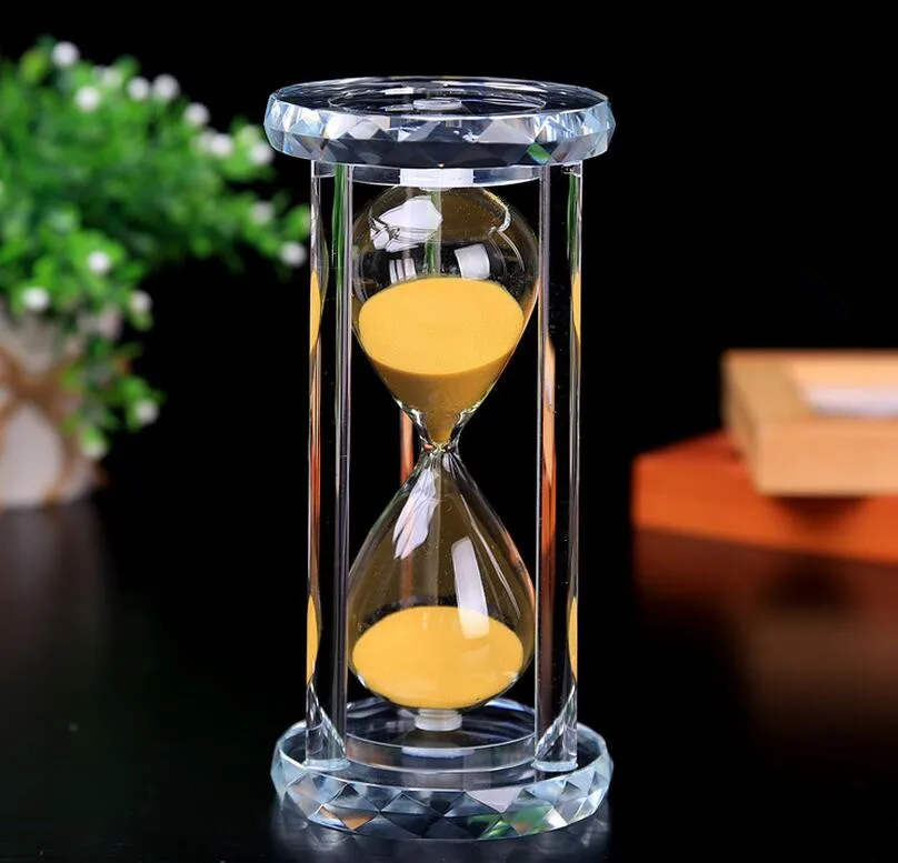 Personalized Handmade Home Decor Half Hour 1 Hour Office Coffee Crystal Glass Hourglass Sand Timer