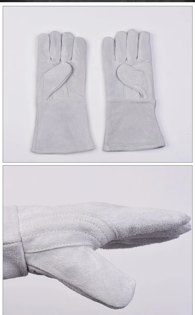 Long Cuff Cowhide Leather With Double Sided Velvet Material Liner Heat ...