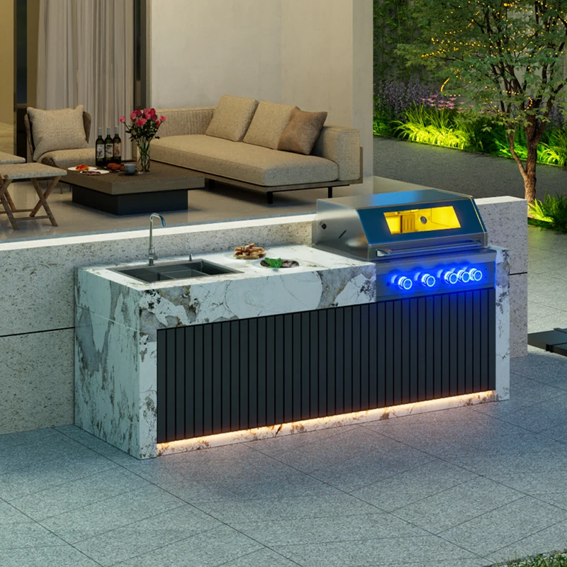 Modern Marble Outdoor Kitchen Barbecue Island Worktop Popular Design ...