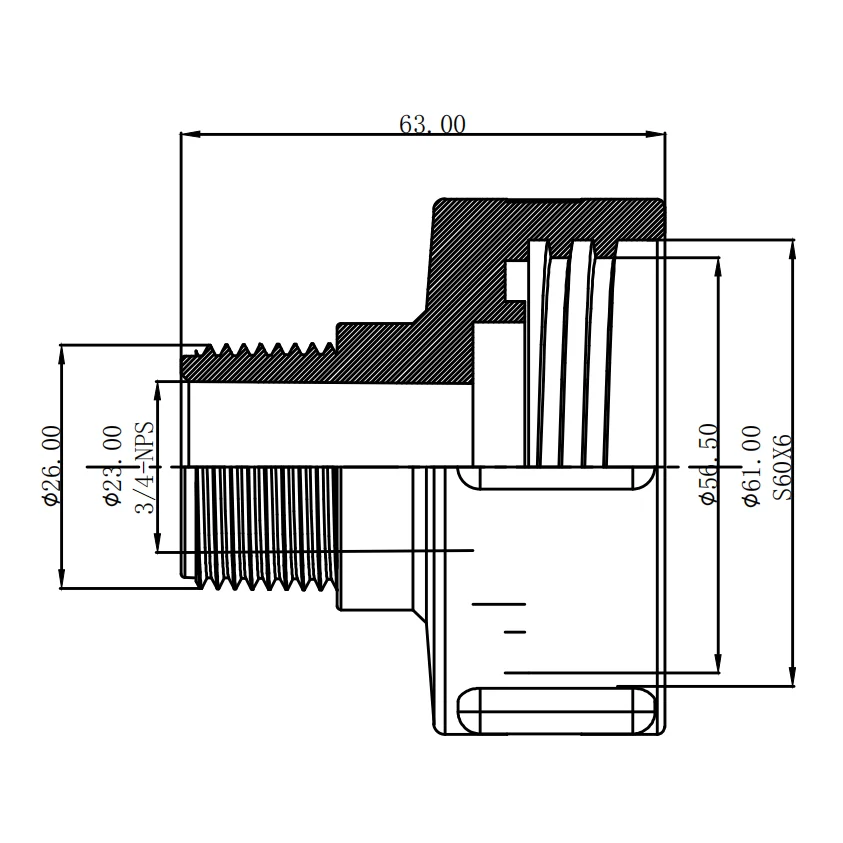 S60X6 Female X3/4" BSP Coupling for IBC Container Adapters