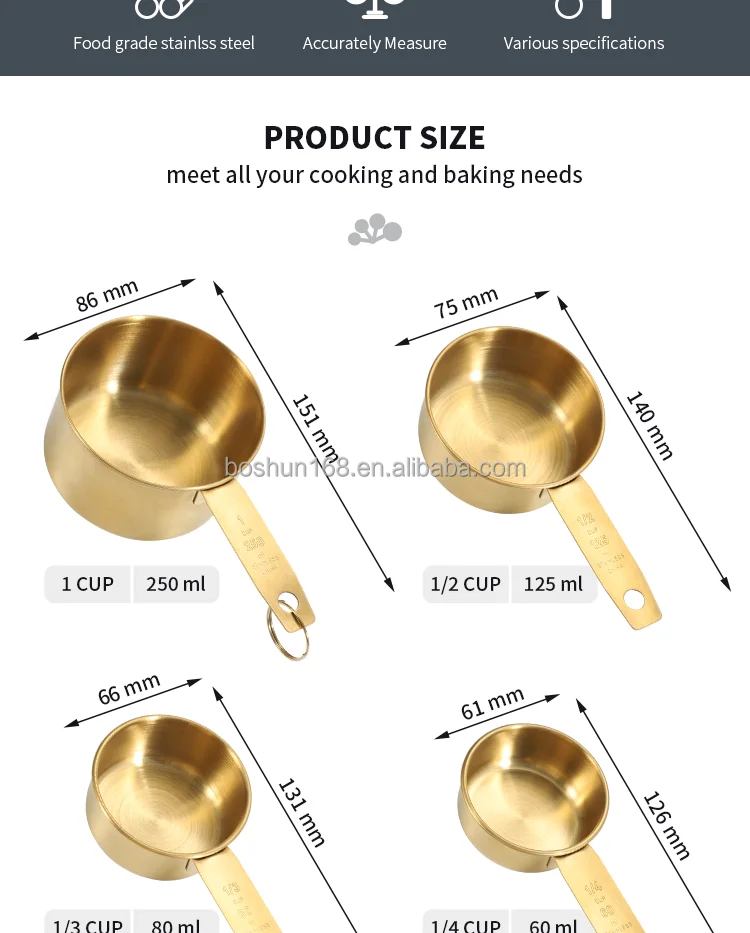 Factory Custom Gold Measuring Spoons Stainless Steel Short Handle 10ml ...