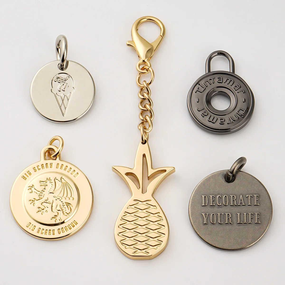 Customized Letters Round Tag Garment Bag Keyring Metal Label Diy ...