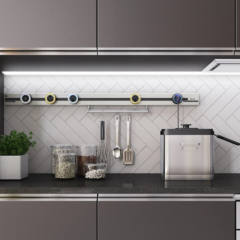 Aluminum Wall Track Socket - Movable Modular Power Rail