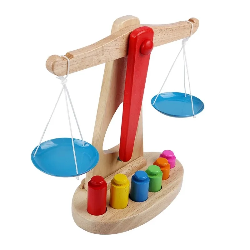 2021 New Montessori Educational Toy Wooden Math Game Balance Beam ...