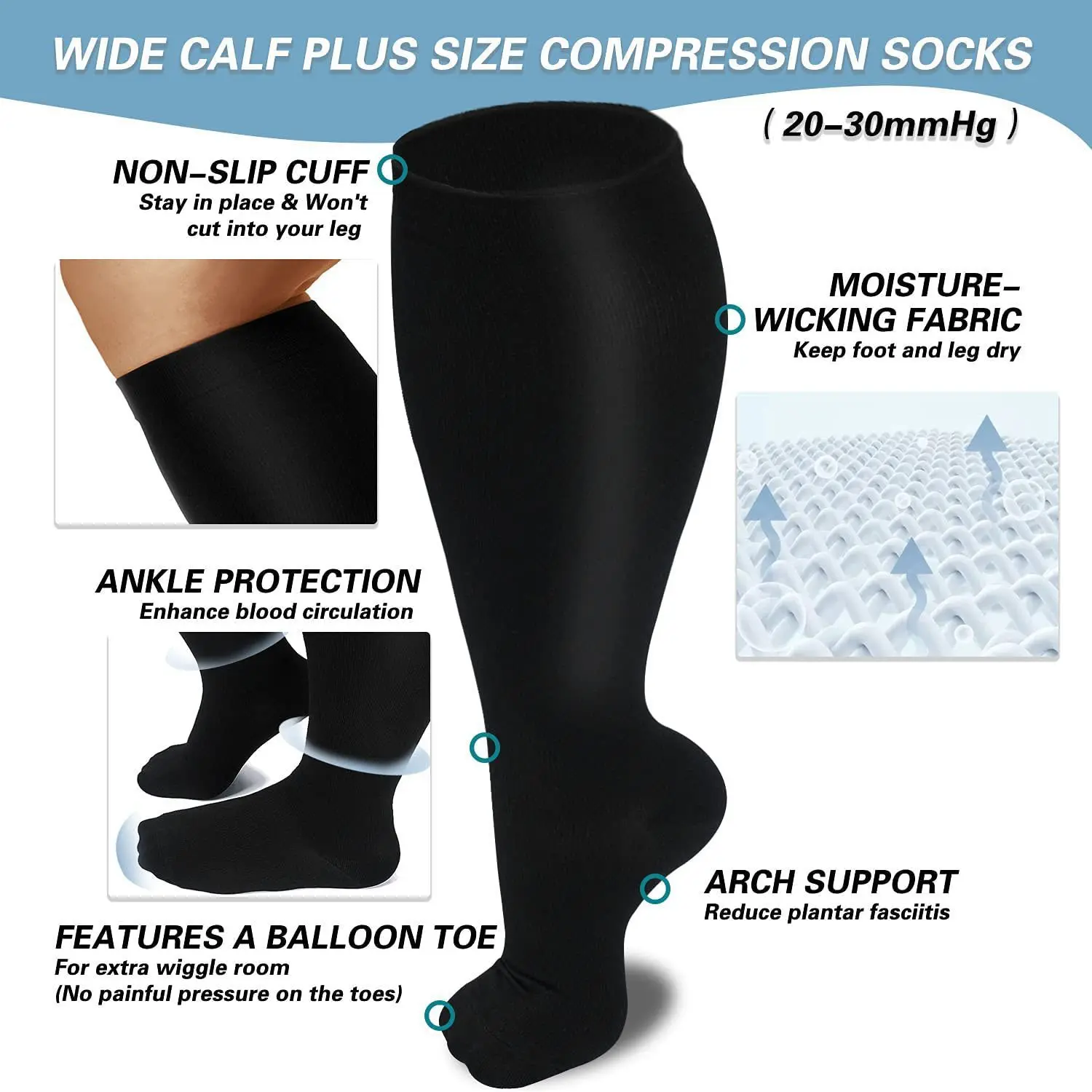Alibaba.com: KTS513 XXL-XXXXL Compression Socks Over the Knee for Sport ...