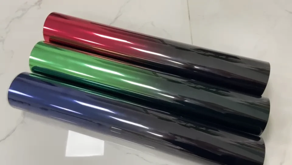Hot Selling Two Tone Gradation Metallic Window Film Green To Black For ...