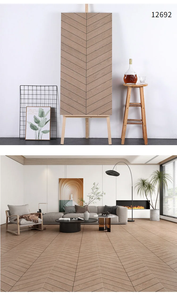 600x1200 Retro Luxury Fishbone Ceramic Porcelain Parquet