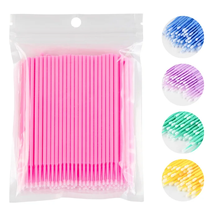 Pink Long Micro Brushes Micro Swabs Disposable Lash Microbrush Lash ...
