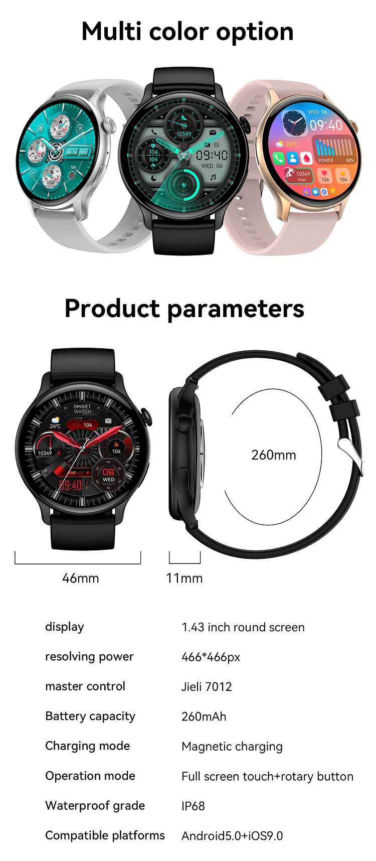 2024 New 1.43inch Amoled Screen Hk85 Smart Watch For Men Women Heart ...