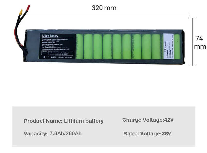 SmartPropel 36V Lithium Battery for Electric Scooters - 6Ah, 7.8Ah, 10 ...