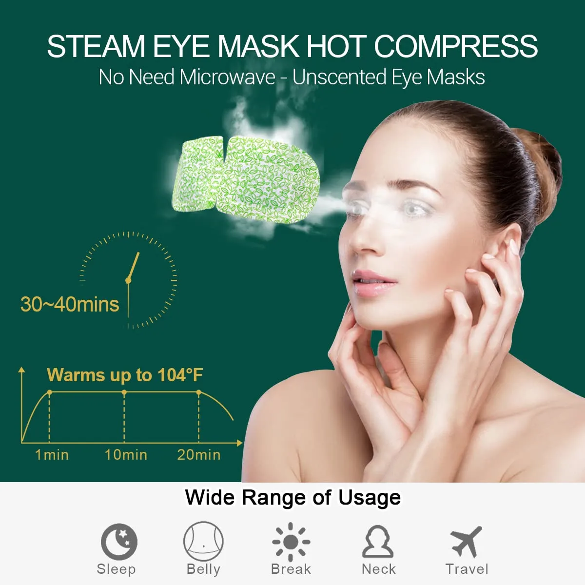 Private Label 16 Packs Steam Eye Masks Spa Warm Eye Mask Hot Sleep Eye ...