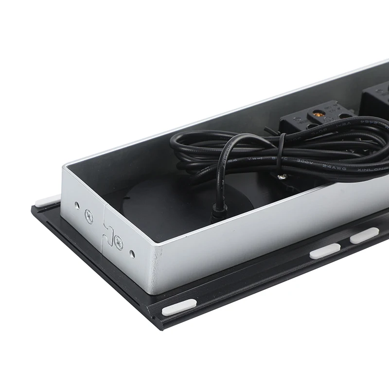 Customized Tabletop Hide Embedded Sliding Open Lid Power Grommets Multimedia Socket Box with ...