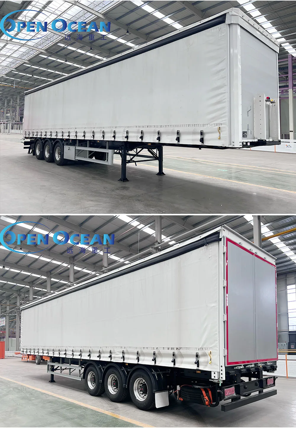 3 Axles 40ft Flatbed Fence Side Curtain Semi-trailer With Tarpaulin ...