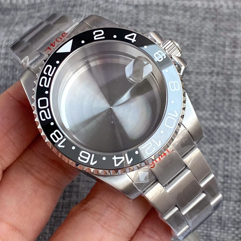 40mm GMT Black Grey SUB Watch Case for NH34 NH35 NH36 NH70 - Stainless ...