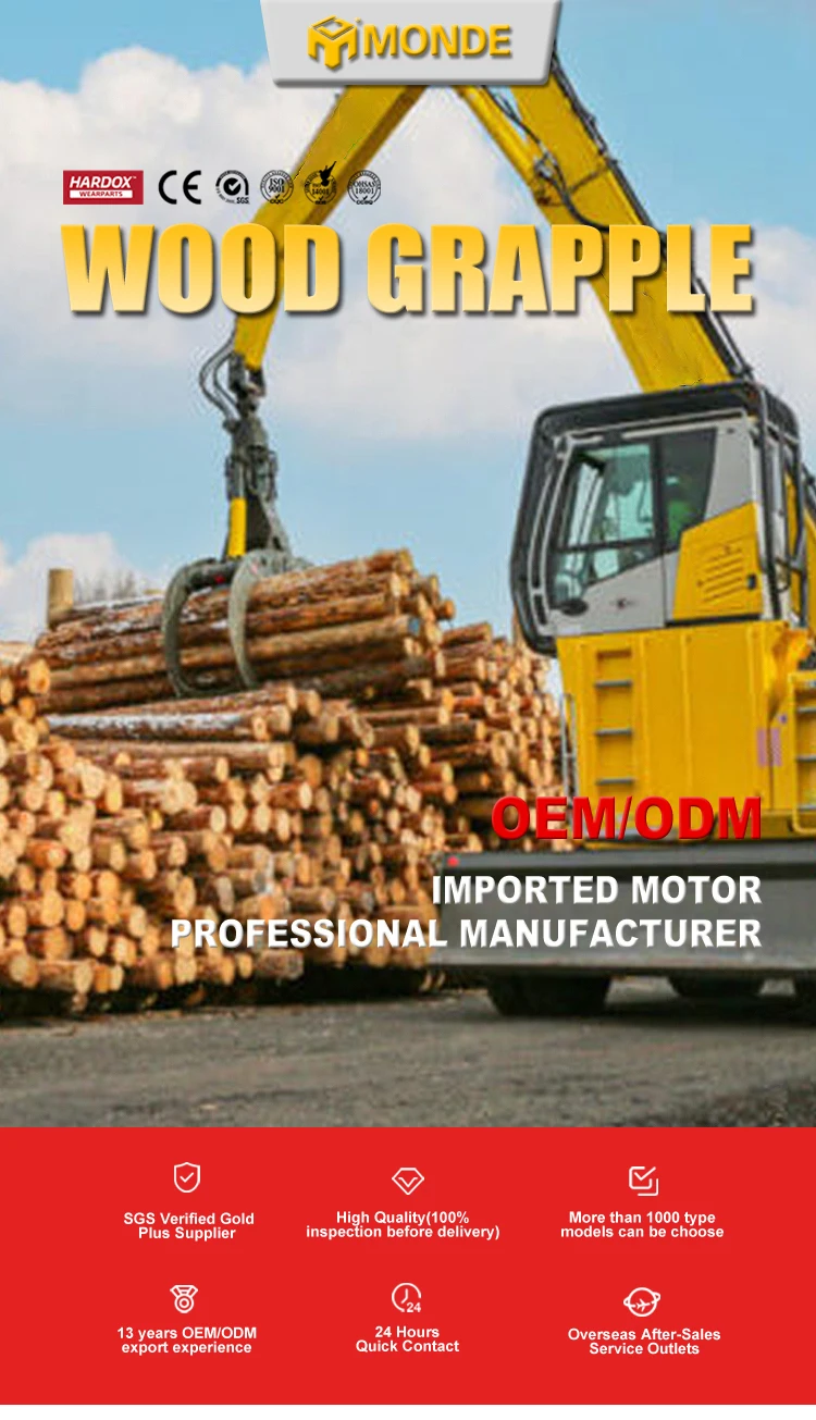 Monde Excavator Hydraulic Rotating Wood Grab Timber Grab Log Grapple ...