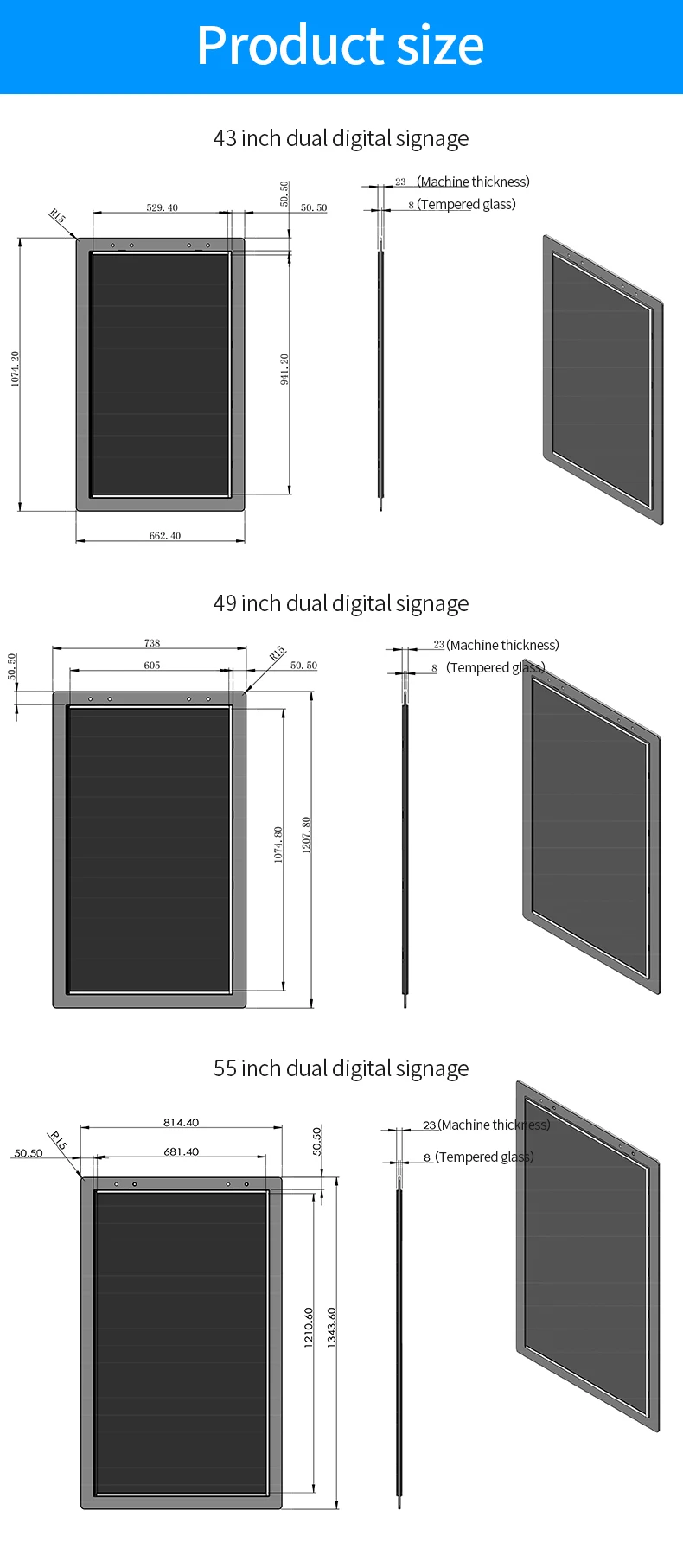 Double Side Dual Digital Window Display Signage Vertical Transparent ...