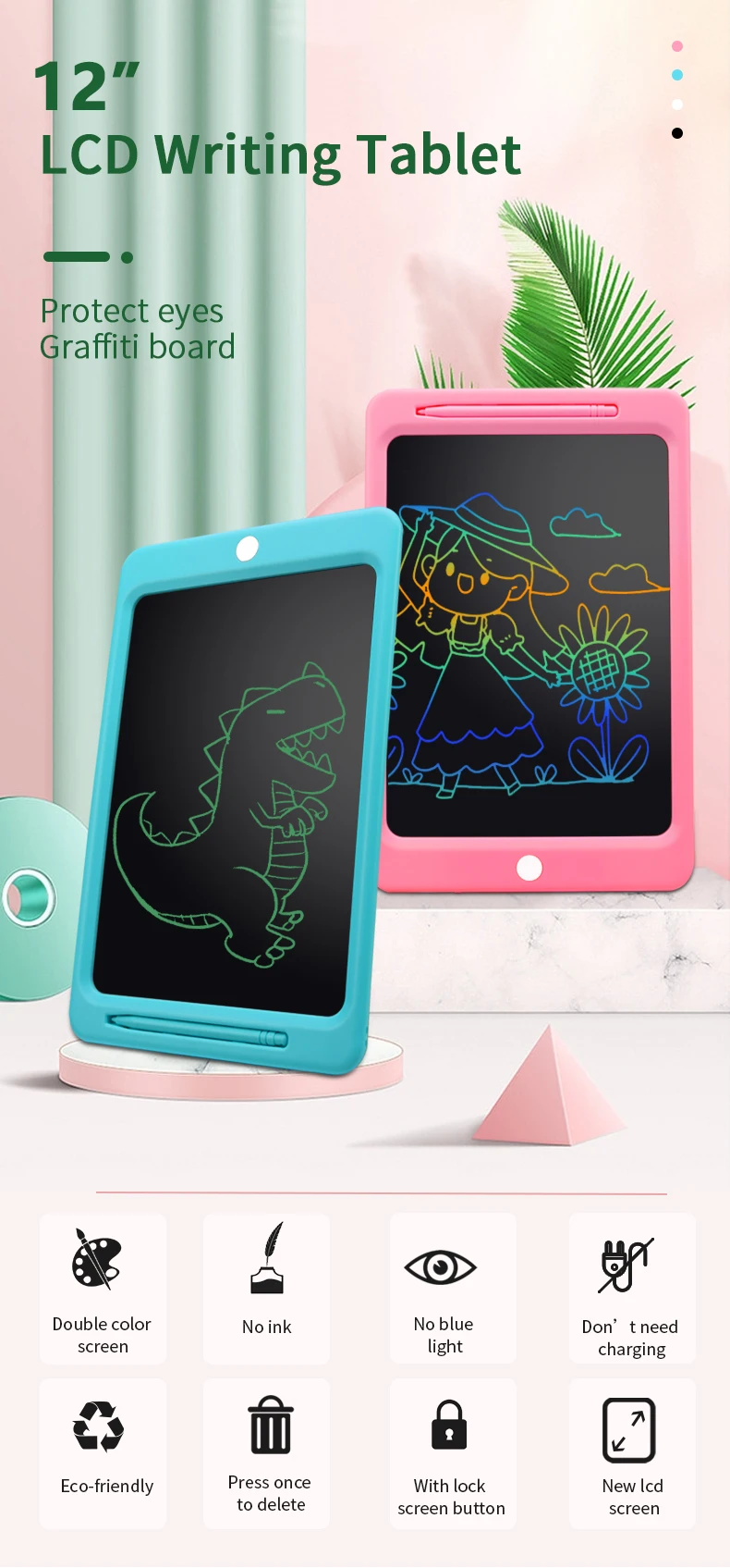 Electronic Drawing Board Rewrite Lcd Writing Tablet Kids Drawing Pad ...