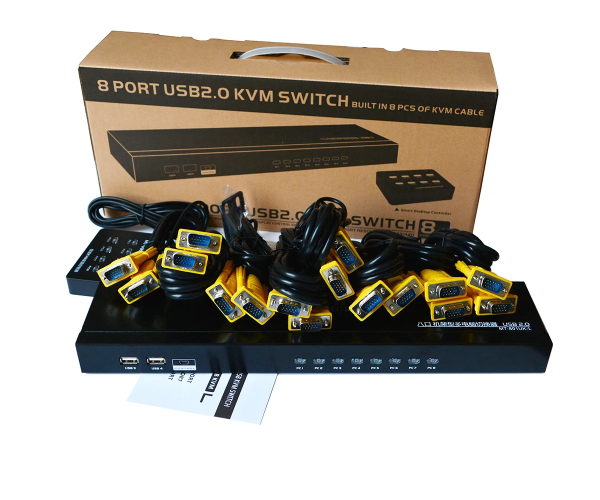 8 Port Kvm Switches Vga + Cables (upgraded 2in1),Mt-viki 1u Rackmount ...