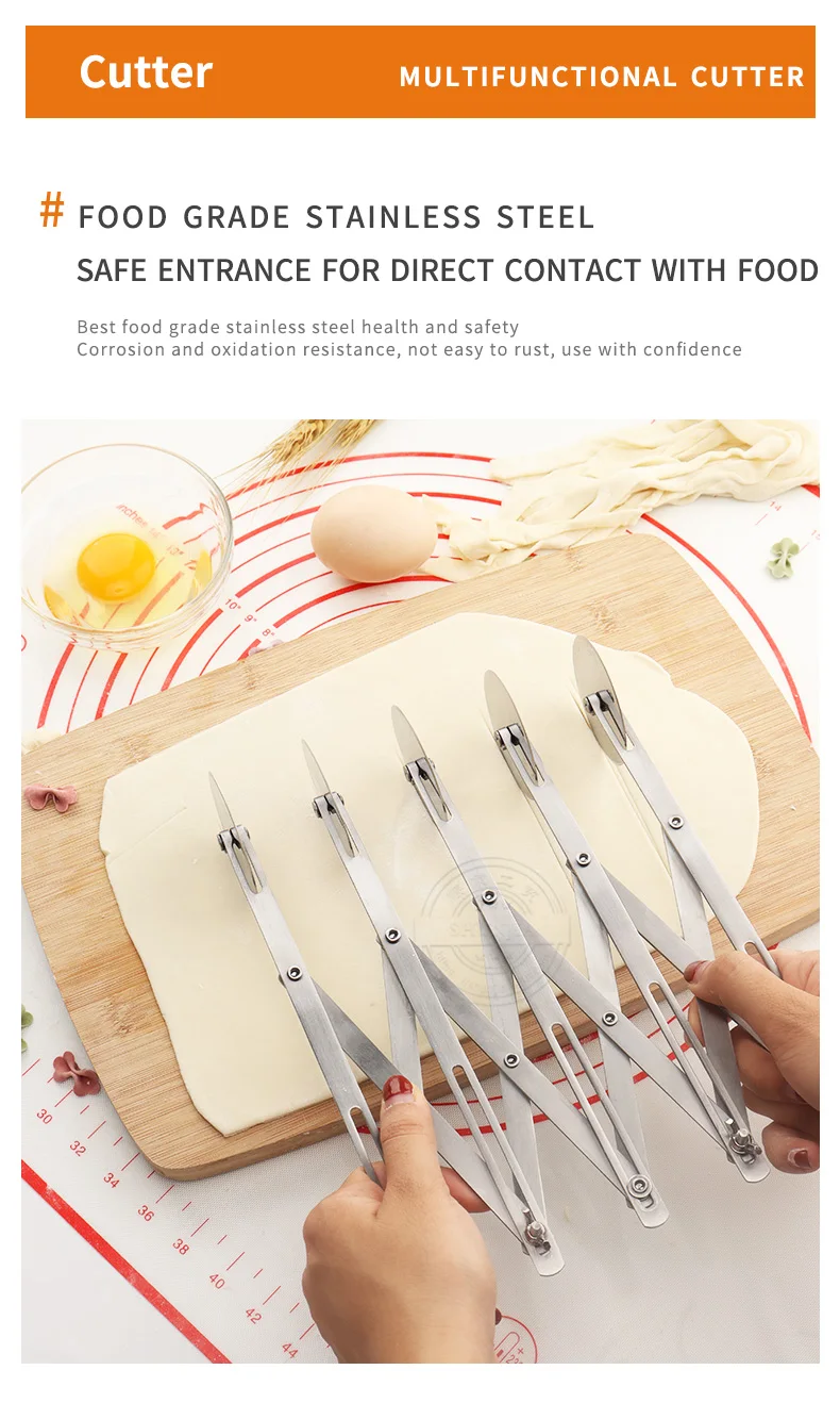 Stainless Steel Pastry Cutter Expandable Dough Divider Dough Cutter ...