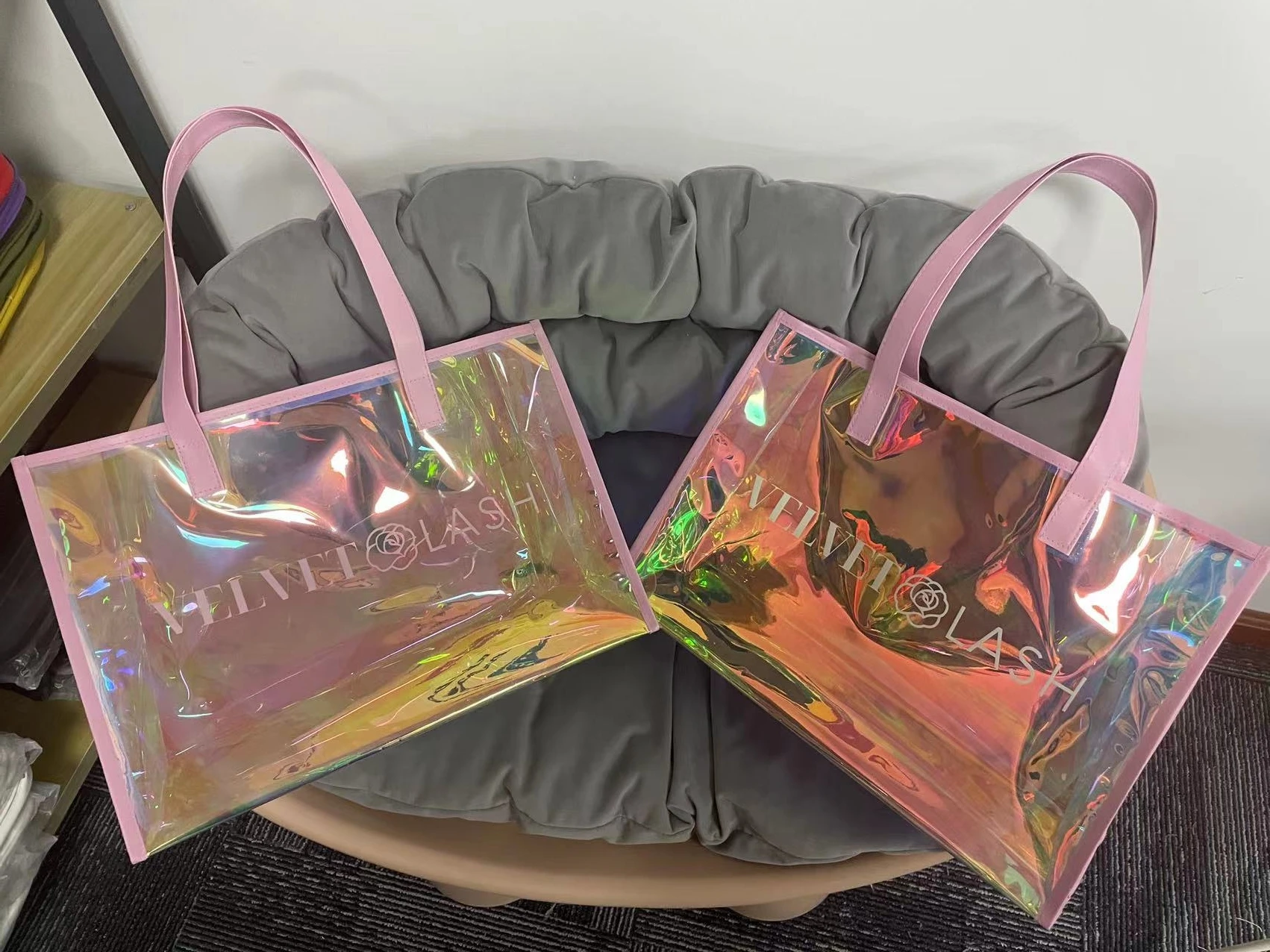 Hot for PVC Waterproof Tote Beach Bag with PU Handle Open Closure ...
