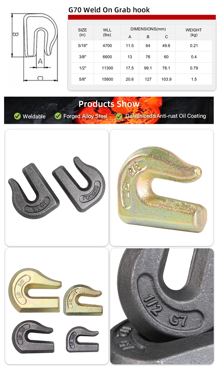 2024 Weld On Grab Hook 70 Forged Grab Weldable Chain Hook - Buy 3/8 ...