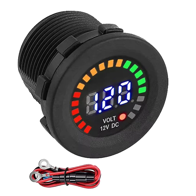 Popular Design Dc 12v Car Digital Led Colorful Voltmeter Panel Mount ...