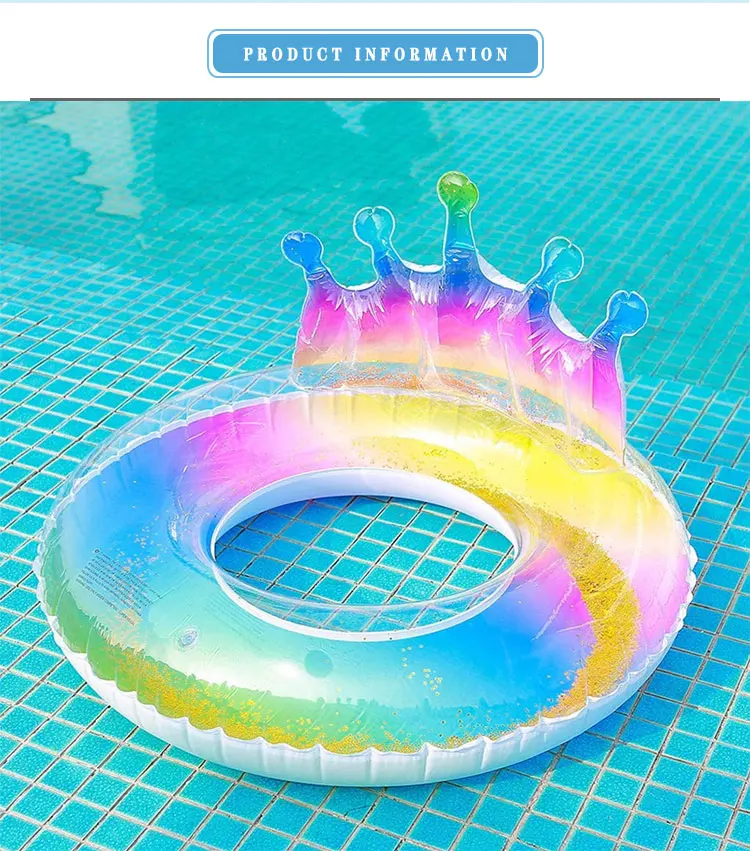 Rainbow Crown Swim Ring Summer Party Rainbow Crown Pvc Swimming Ring ...