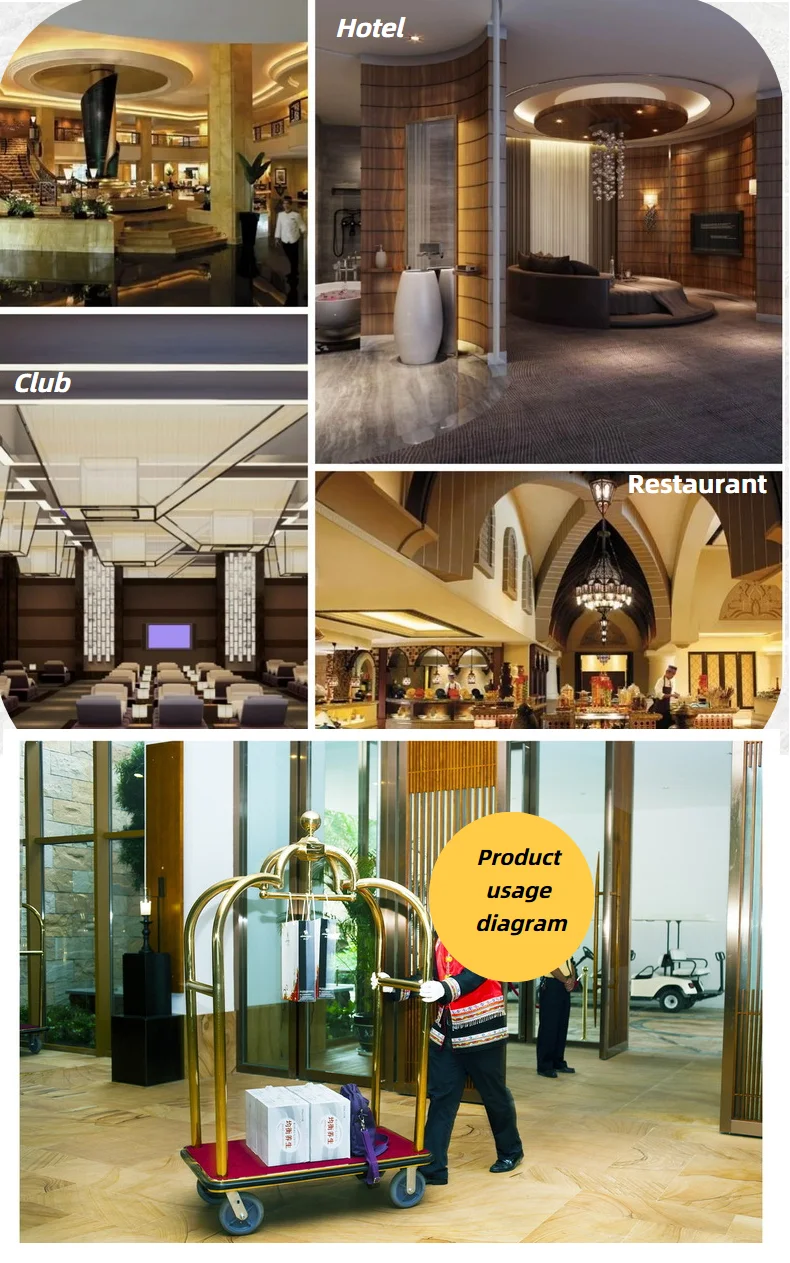 Luxury Lobby Luggage Trolley Titanium Glod Multi-Function Birdcage ...