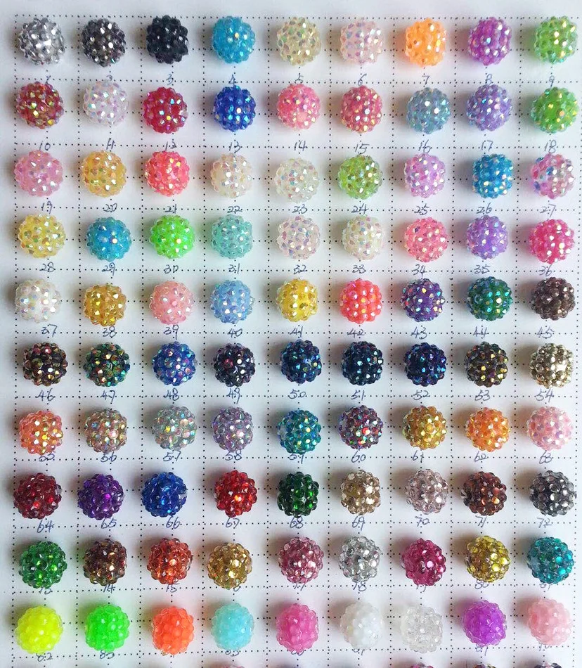 50pc Bag of 20mm Spring Color Rhinestone Beads for DIY Jewelry