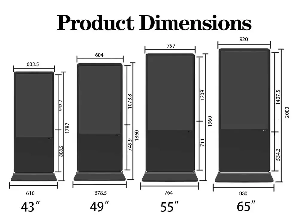 Floor Standing Screen Signage Kiosk Lcd Advertising Touch Screens ...