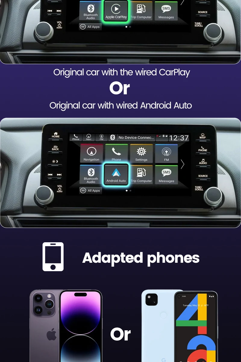 2-in-1 Carplay Smart Adapter Wireless Carplay Android Auto Carplay Ai ...