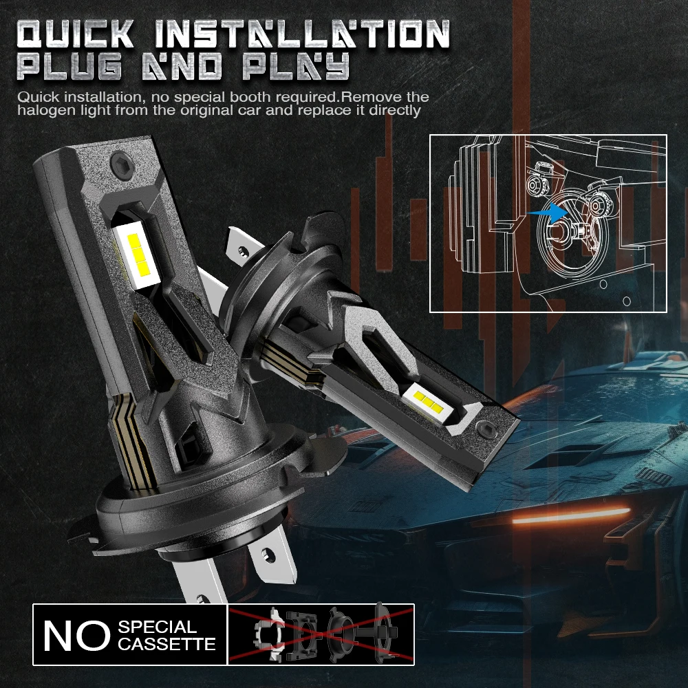 50W 5000LM 6000K T7 LED Headlights - Bright, Efficient, and Reliable